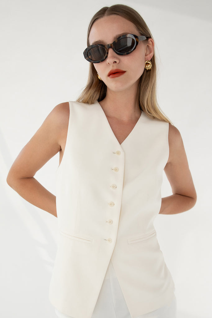 Button Front Suiting Vest | OAK + FORT – OAK + FORT USA