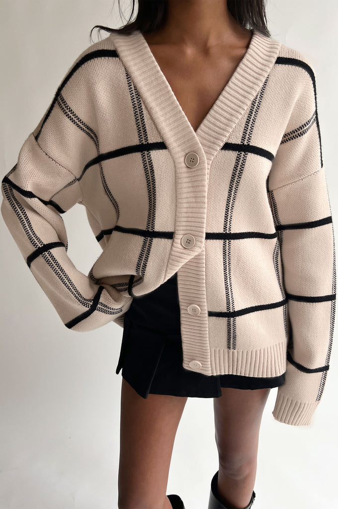 Oversized Grid Button Front Cardigan | OAK + FORT – OAK + FORT USA