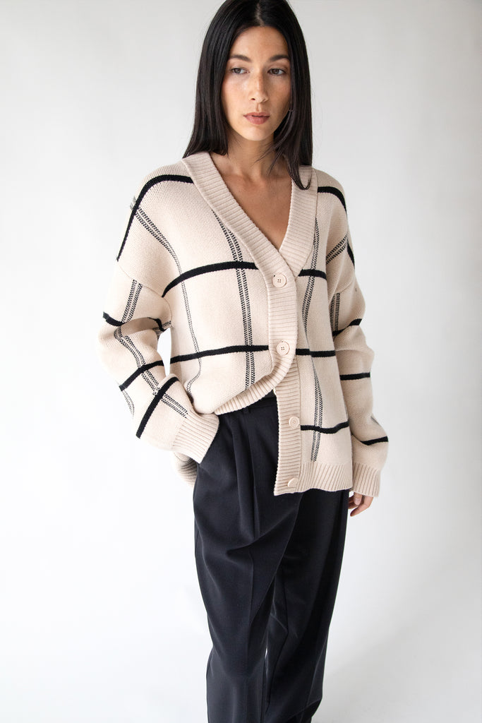 Oversized Grid Button Front Cardigan | OAK + FORT – OAK + FORT USA