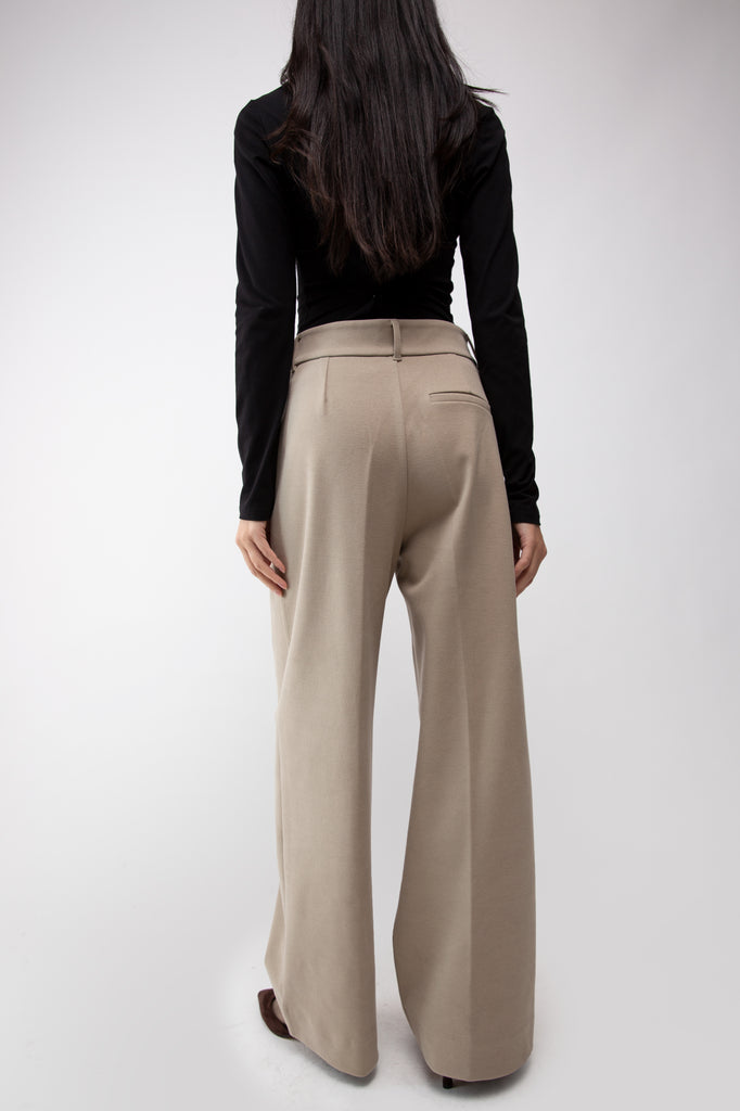 High-Rise Straight Leg Trouser with Pleats | OAK + FORT – OAK + FORT USA