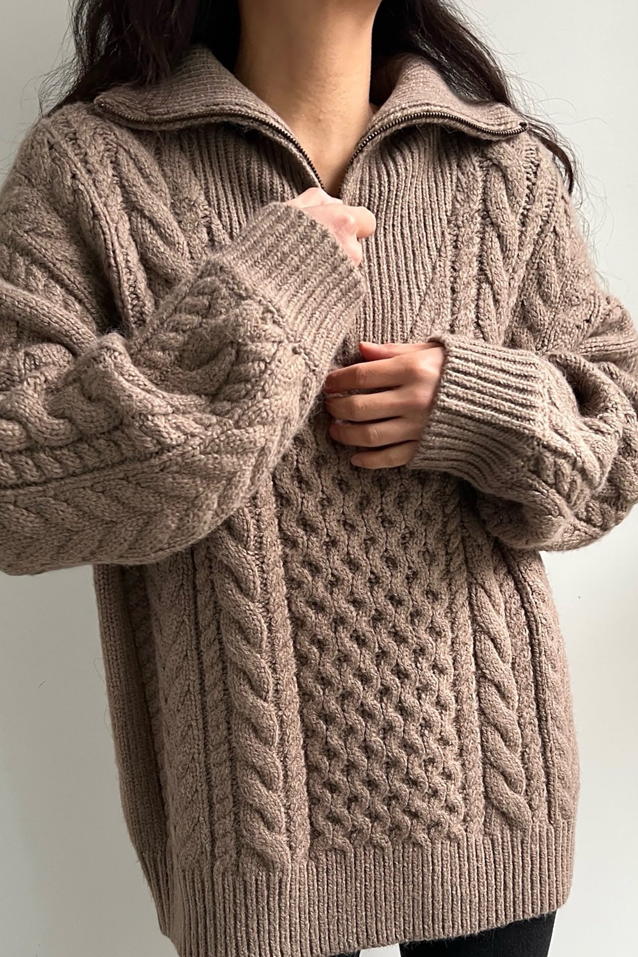 CABLE KNIT HALF ZIP – OAK + FORT USA