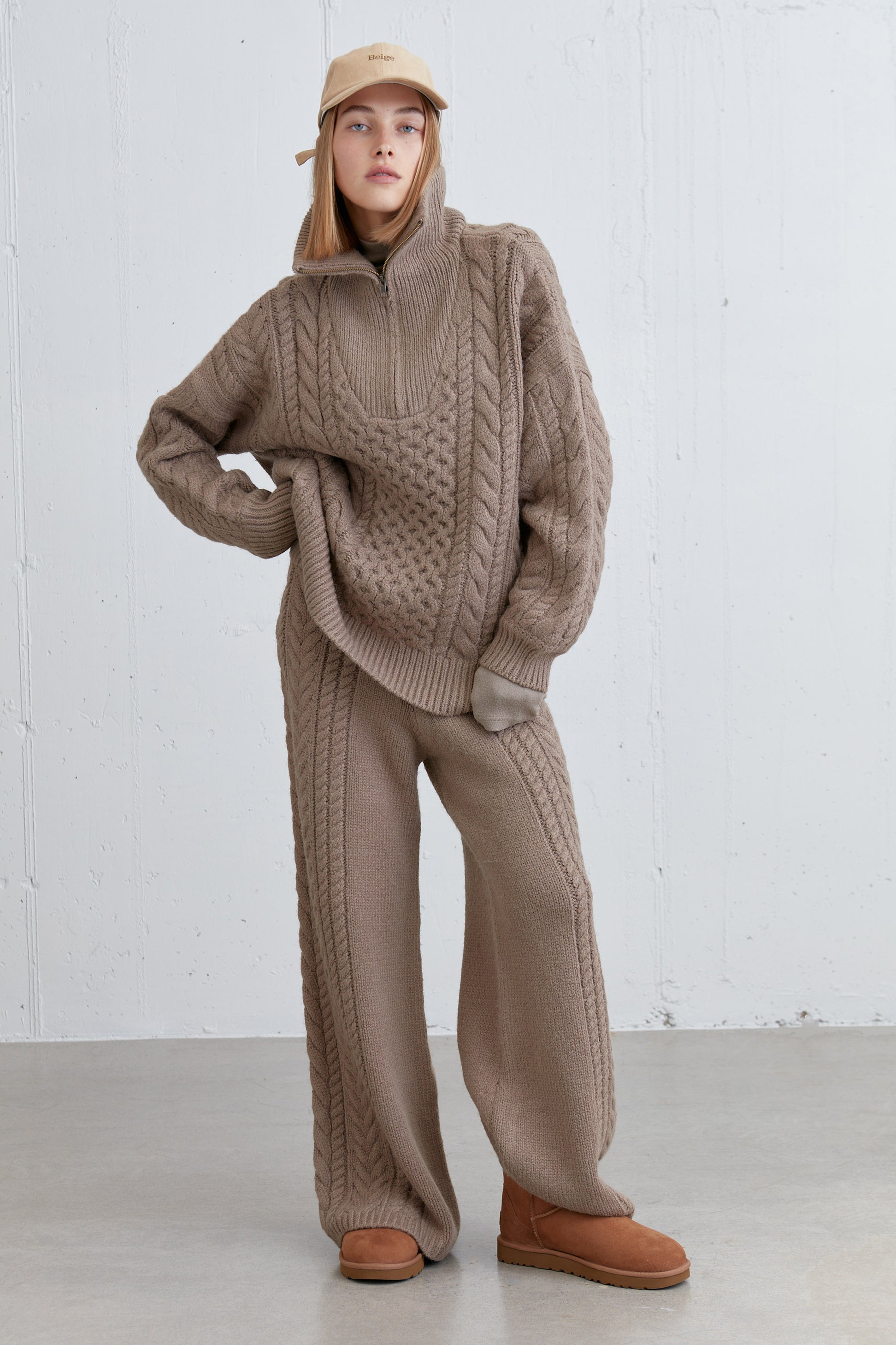 CABLE KNIT HALF ZIP – OAK + FORT USA