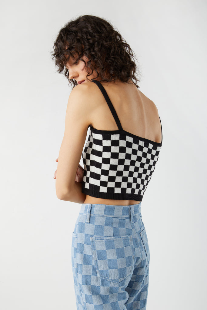Checkered Cropped Tank | OAK + FORT – OAK + FORT USA