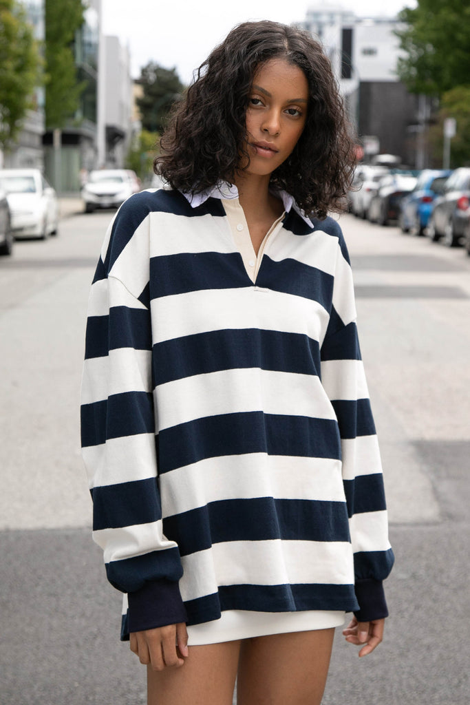 Oversized Striped Rugby Shirt | OAK + FORT – OAK + FORT USA